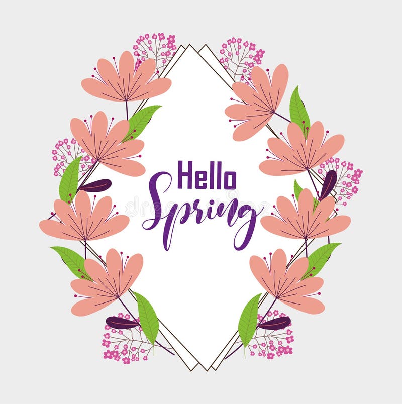 Hello spring frame stock vector. Illustration of leaf - 218012095
