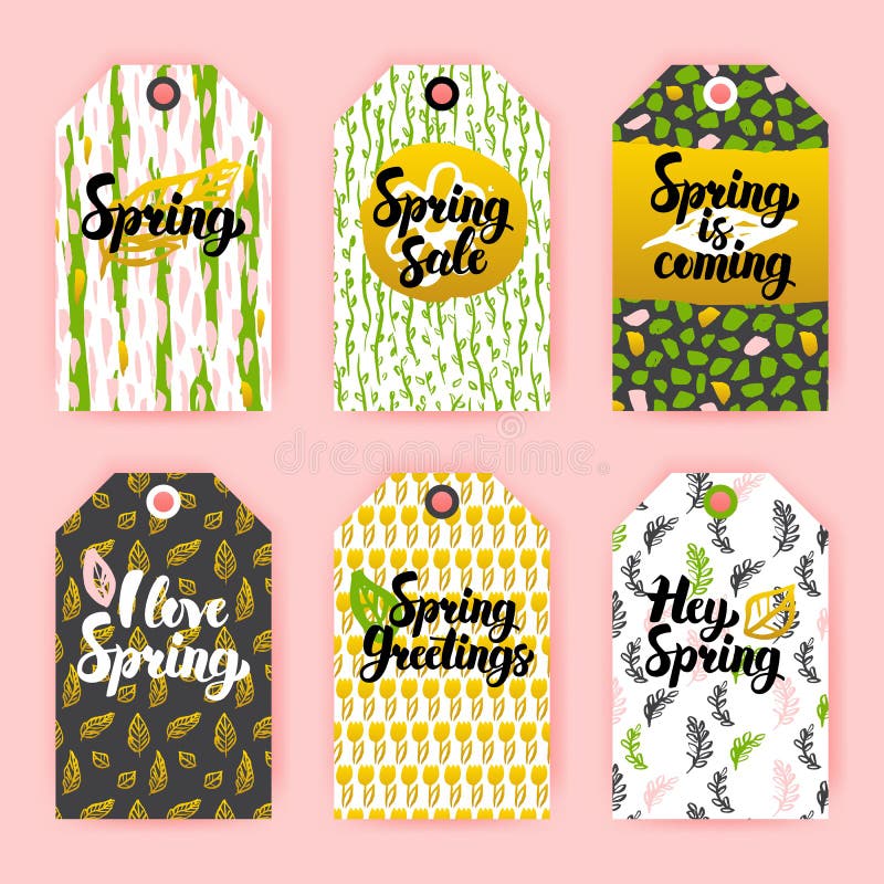 Hello Spring Gift Labels stock vector. Illustration of garden - 91043258