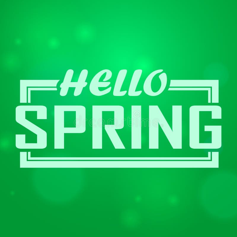 Hello Spring Green Card Design with a Textured Abstract Background and ...