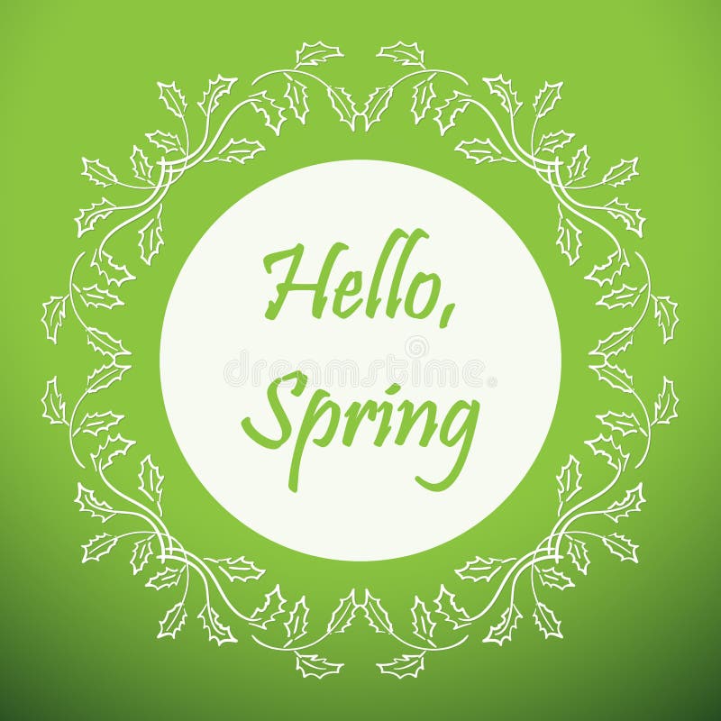 Hello Spring - Green Vector Banner with Floral Frame Stock Vector ...