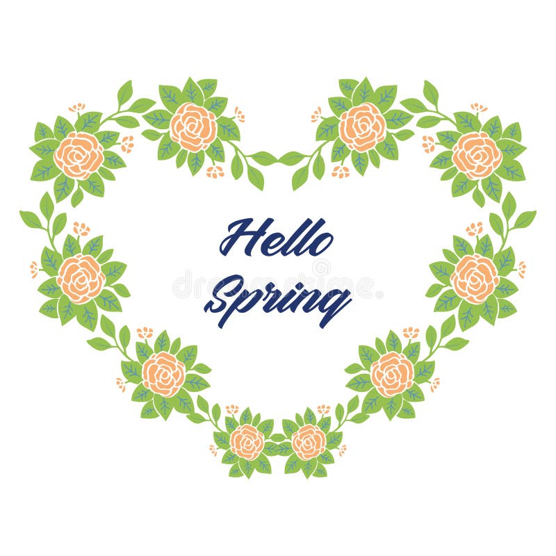 Hello Spring Greeting Card Decoration, with Leaf and Rose Flower ...