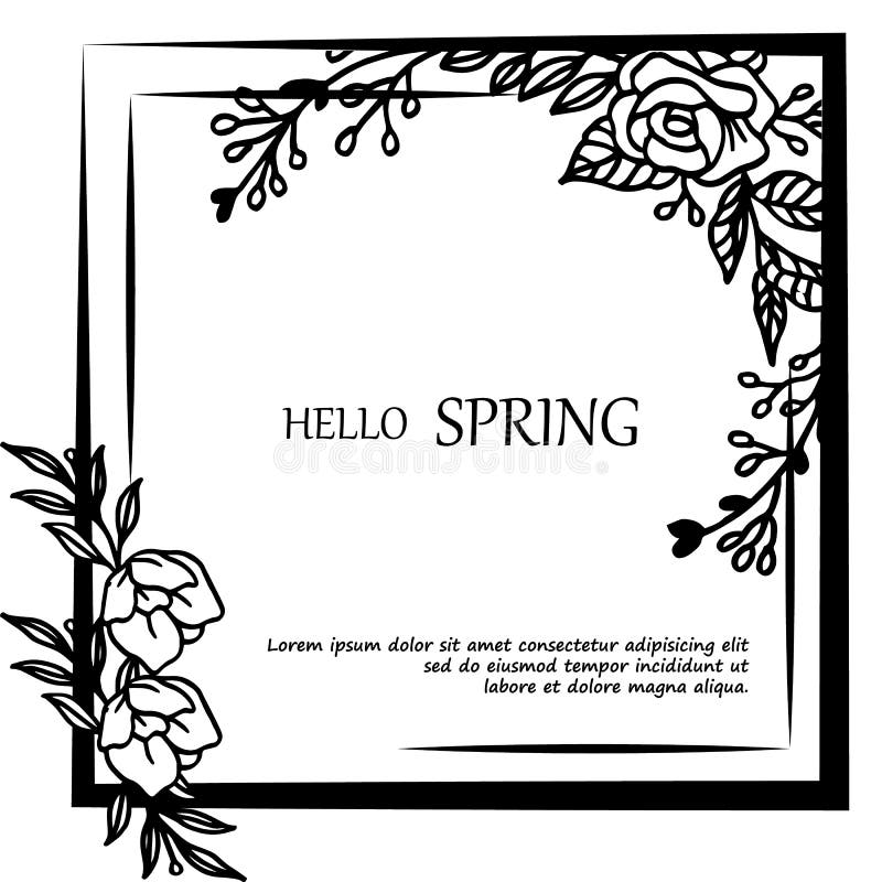 Hello Spring Greeting Card with Realistic Sketch Style of Leaf Floral ...