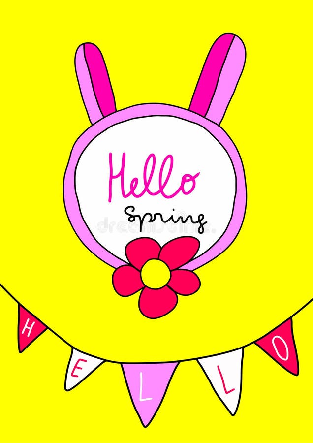 Hello Spring Greeting Card. Vector Fresh Design in Bright Colors. Stock ...