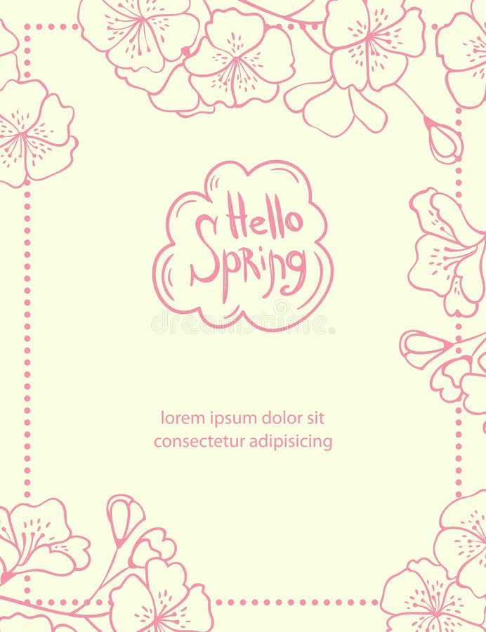 Hello Spring. Greeting Card Stock Vector - Illustration of beautiful ...