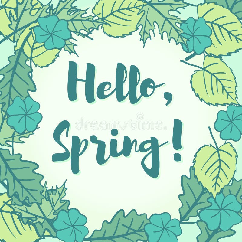 Hello Spring Greeting in a Speech Bubble of Fresh New Young Green ...