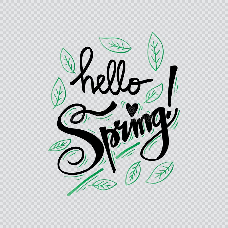 Hello Spring. Hand Lettering. Stock Illustration - Illustration of ...