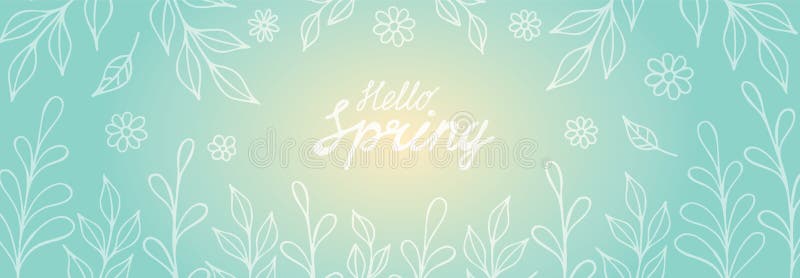 Hello Spring Horizontal Banner Template Stock Vector - Illustration of ...
