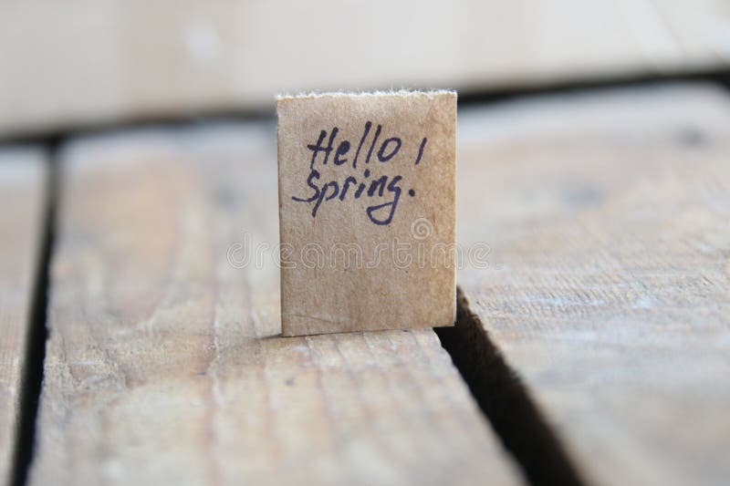 Hello Spring. the Inscription on a Tag. Greeting Card Concept. Stock ...