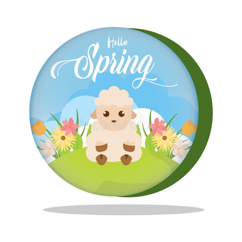 Sheep say hello stock vector. Illustration of card, spring - 52837212