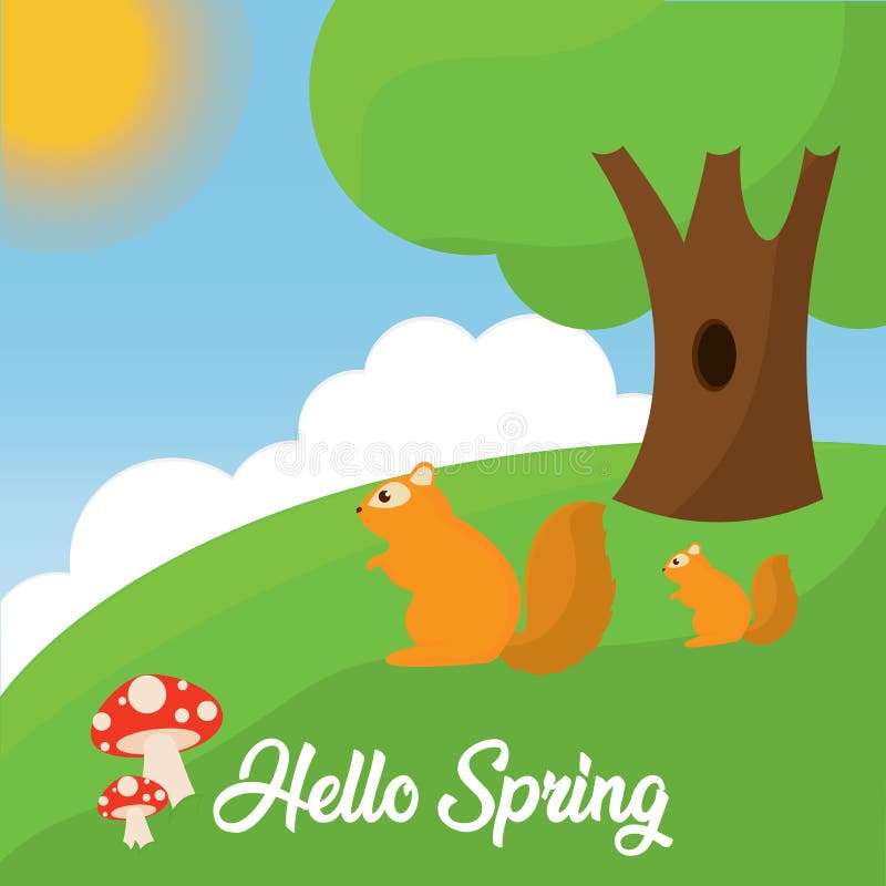 Hello spring landscape stock vector. Illustration of garden - 173366918