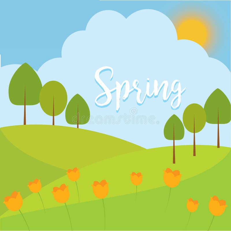 Hello spring landscape stock vector. Illustration of flower - 173367093