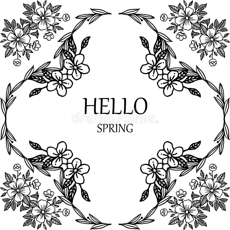 Hello Spring, with Leaf Flower Frame Background. Vector Stock Vector ...