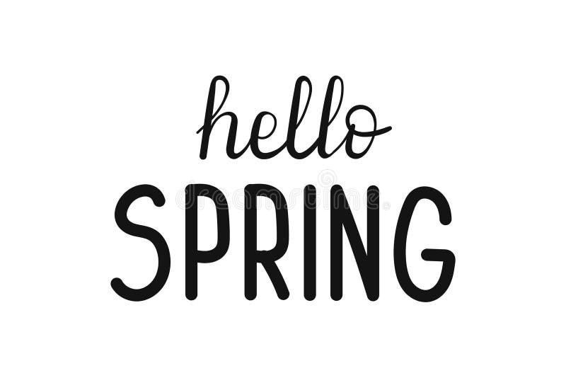 Hello Spring Lettering Hand Drawn Phrases. Stock Illustration ...