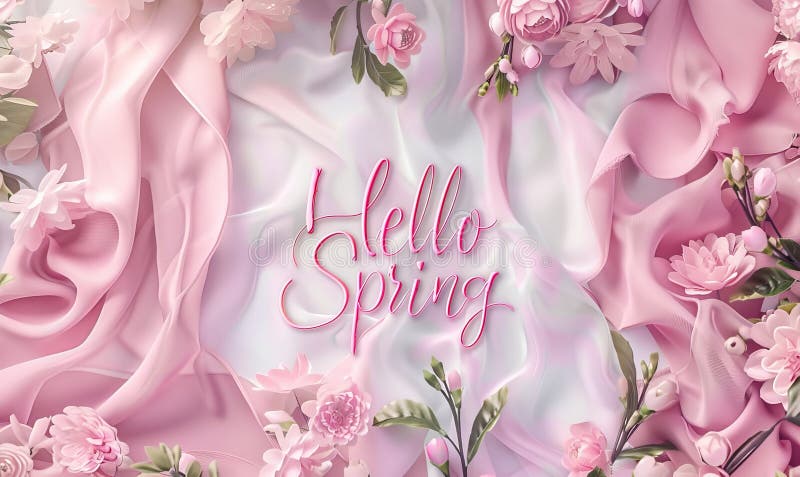 Hello Spring - Modern Calligraphy Inspirational Text on Multicolored ...