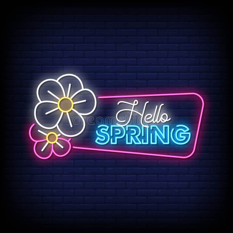 Hello Spring Neon Signs Style Text Vector Stock Vector - Illustration ...
