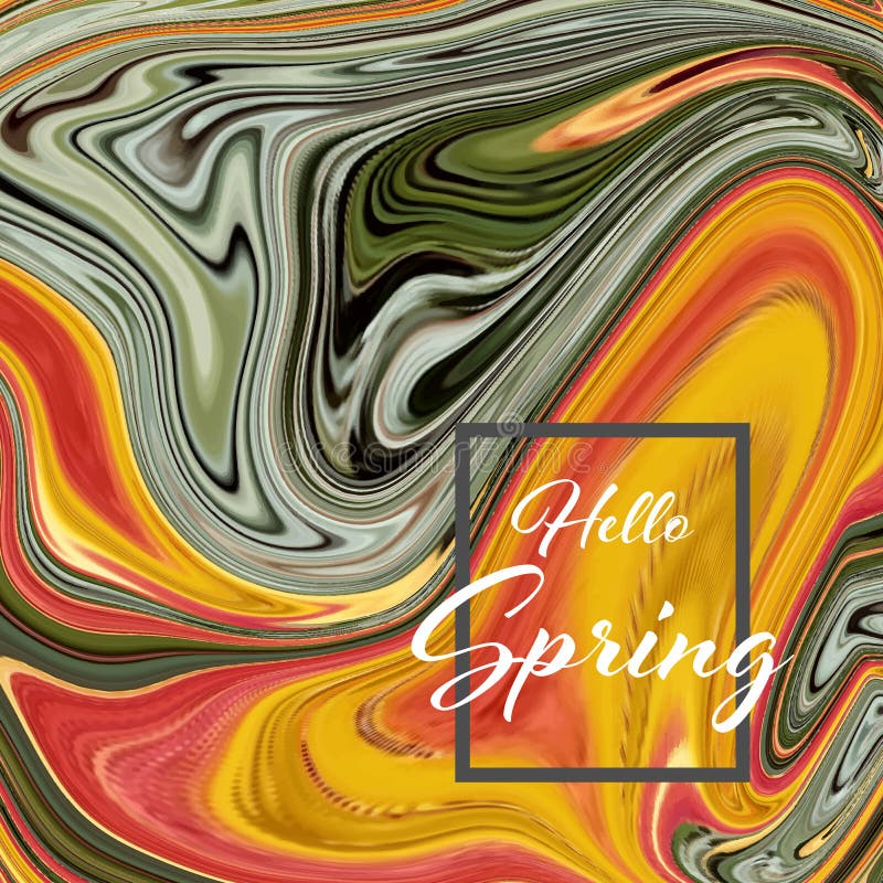 Hello Spring. Orange Gray Fluid Flow Vector Geometric Abstract Dynamic ...