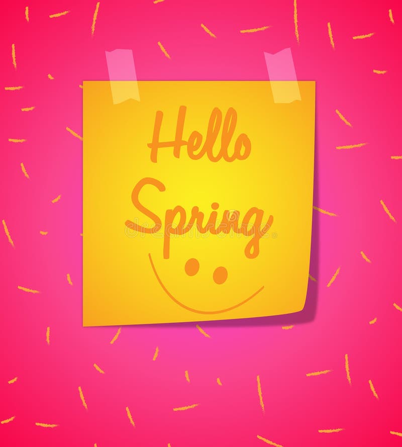 Hello Spring Paper Note. Vector Illustration. Stock Illustration ...