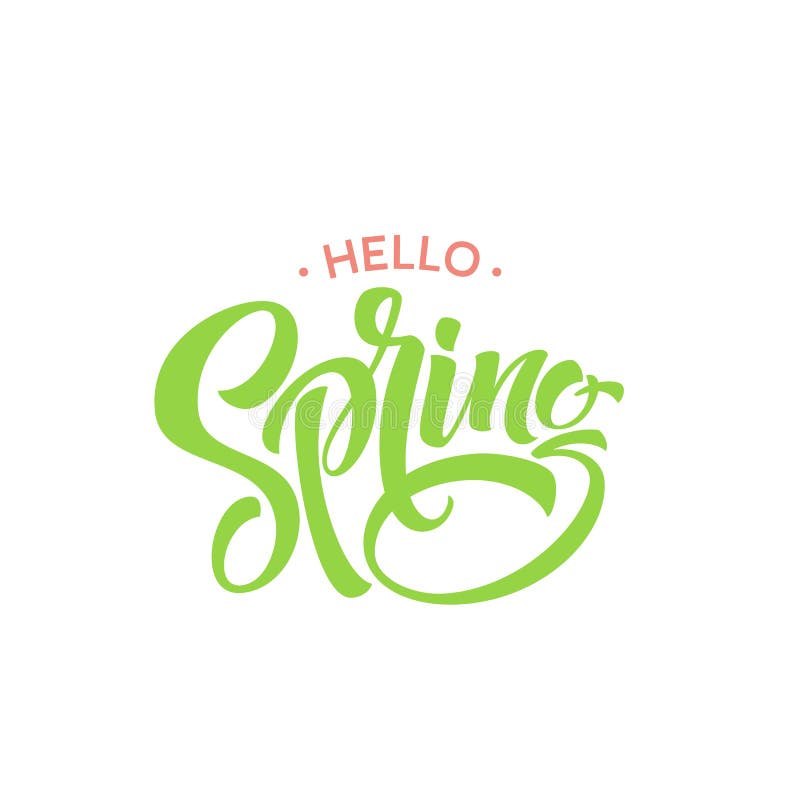 Hello Spring Phrase Lettering. Hand Drawn Calligraphy Stock Vector ...