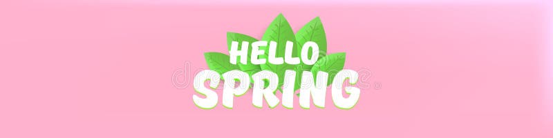 Hello Spring Pink Horizontal Banner with Text and Flowers on Soft Pink ...