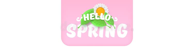 Hello Spring Pink and White Horizontal Banner with Text and Flowers ...