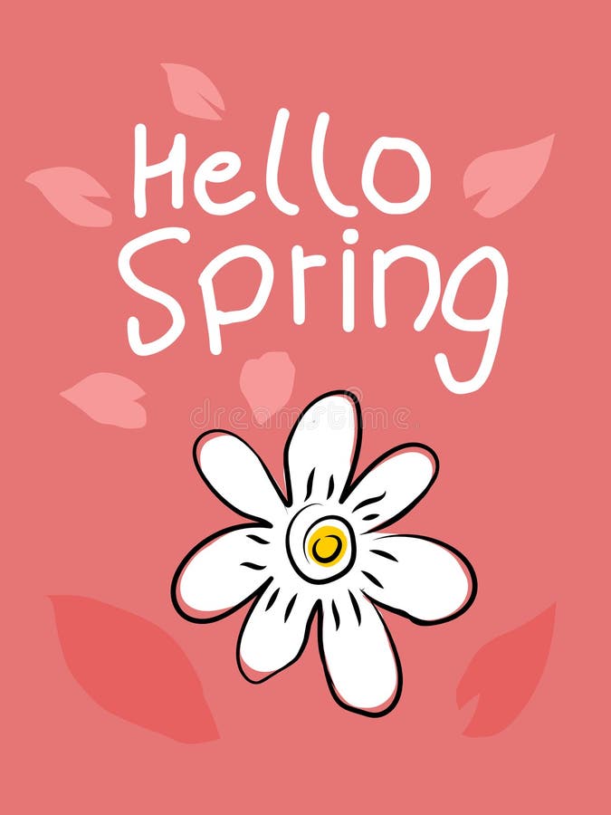 Hello Spring Poster Vector Illustration Stock Vector - Illustration of ...