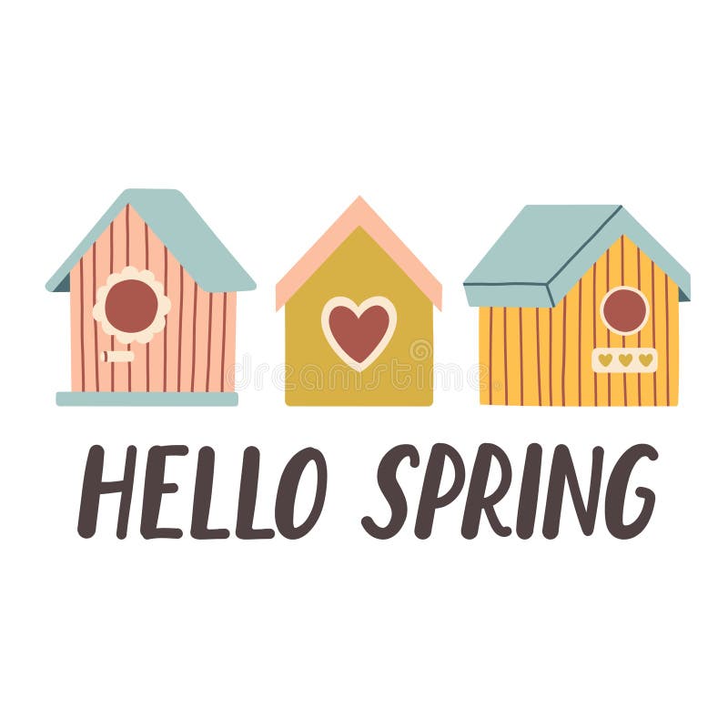 Hello Spring Quotes. Floral Springtime Hand Drawn Prints Design Stock ...