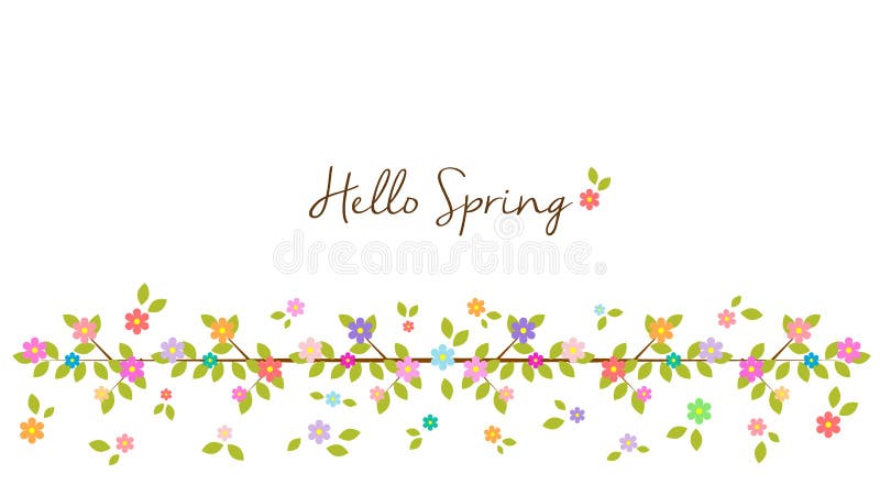 Hello Spring - Rainbow Floral Border and Background Stock Vector ...