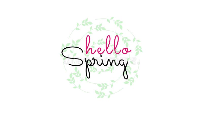 Hello Spring with Retro Green Leaves on White Gradient Stock Footage ...