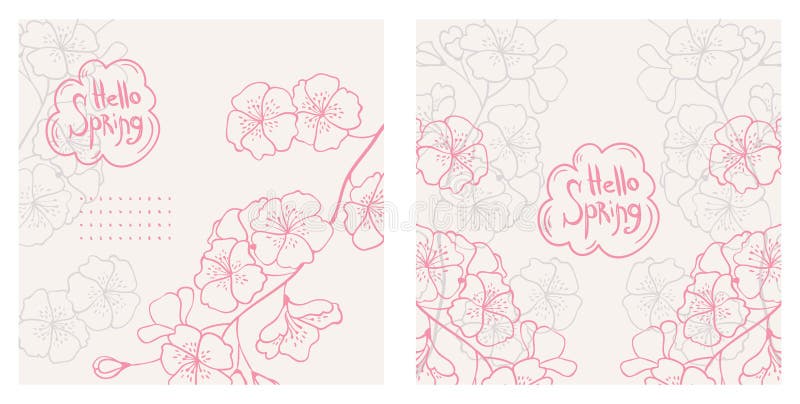Hello Spring. Set of Vector Floral Backgrounds Stock Vector ...