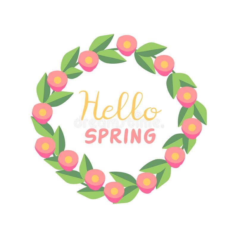 Hello Spring Spring Wreath Isolated Vector Illustration Stock Vector ...