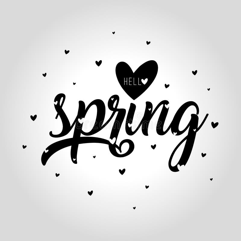 Hello Spring Lettering, Handwritten and Calligraphy Vector Illustration ...