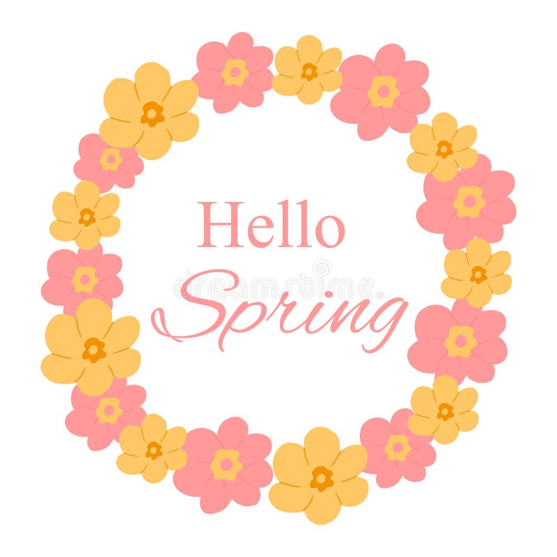 Hello Spring. Vector Illustration of a Greeting Card with Spring ...