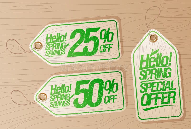 Hello Spring Vector Tags Mockup Collection - Special Offer, Spring ...