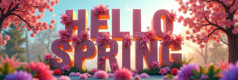 Hello Spring: Vibrant Blossoms and Majestic Cherry Trees in Bloom Stock ...