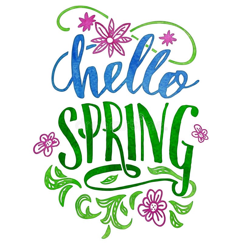 Spring.Watercolor Floral Greeting Card with Spring Lettering.Design for ...