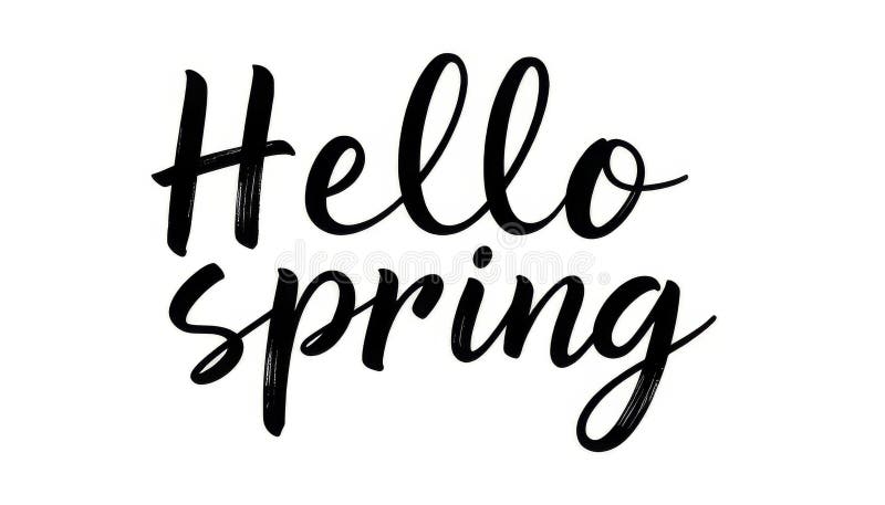 Hello Spring is Written in Cursive Style Stock Photo - Image of ...