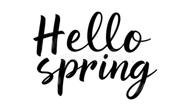 Hello Spring is Written in Cursive Style Stock Photo - Image of ...