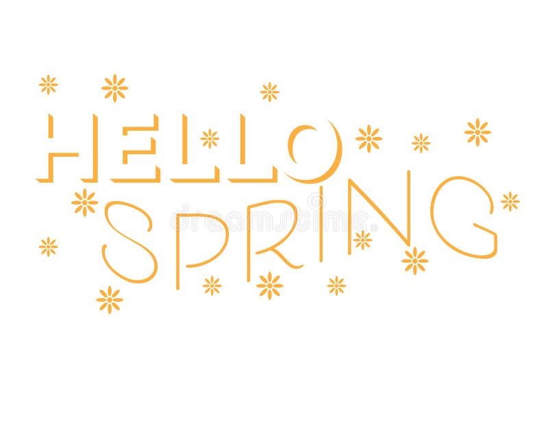 Hello Spring Yellow Text and Flowers Stock Vector - Illustration of ...