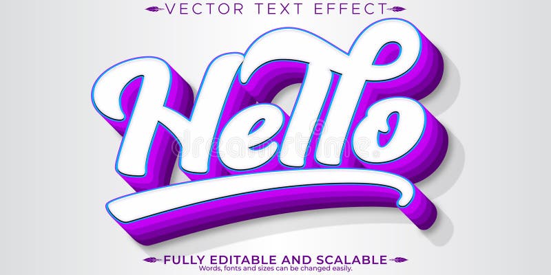 Hello Stylish Text Effect, Editable Modern Lettering Typography Font ...