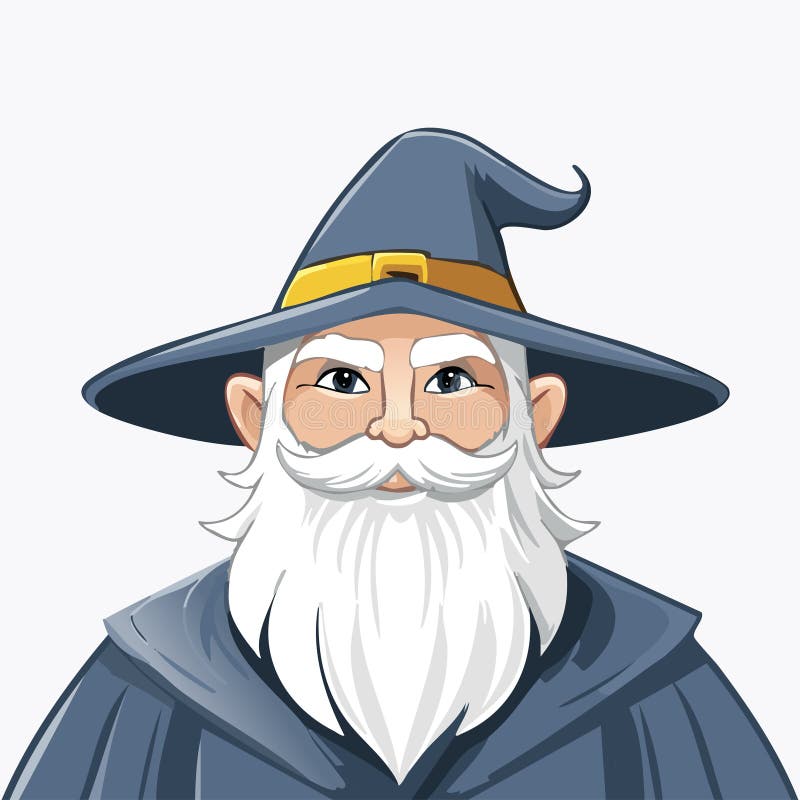 Elderly Male Wizard Character in an Illustration, Featuring a Long ...