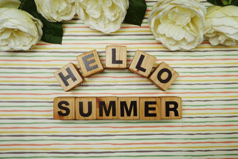 Hello Summer Alphabet Letter on Colorful Stripes Background Stock Image ...