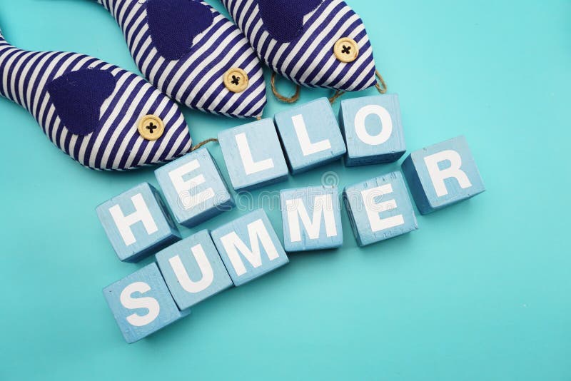 Hello Summer Alphabet Letter and Colorful Starfish Decoration on Blue ...