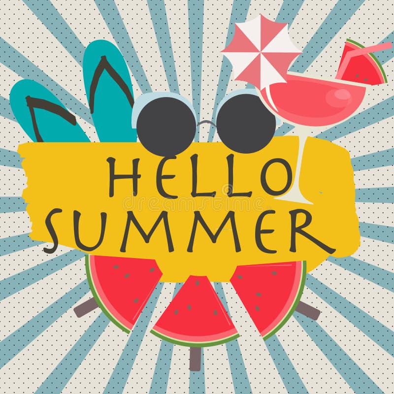Hello Summer As Fun Vector. Stock Vector - Illustration of graphic ...