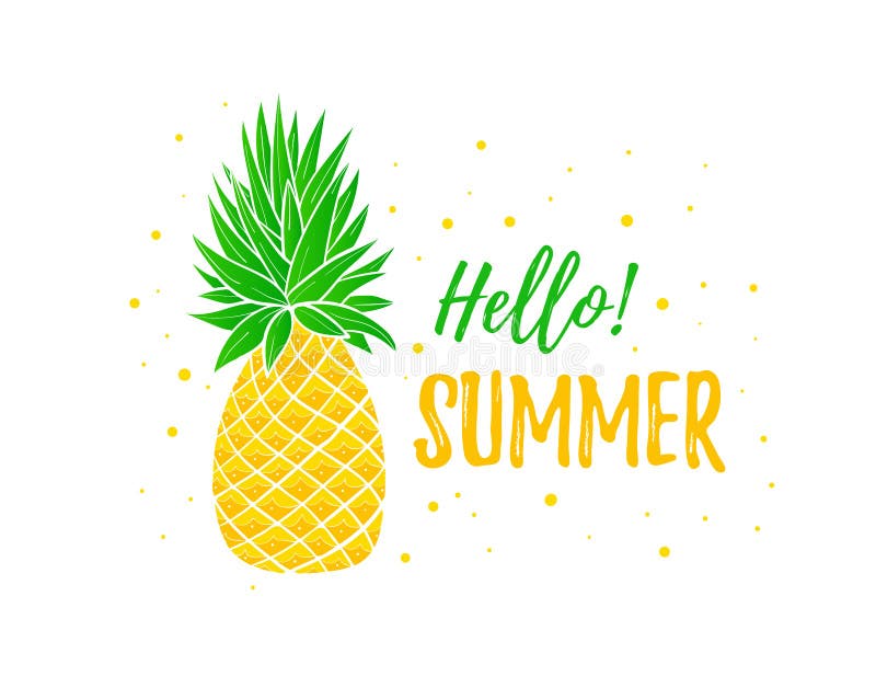 Hello Summer Banner Template. Pineapple Bright Illustration Stock ...
