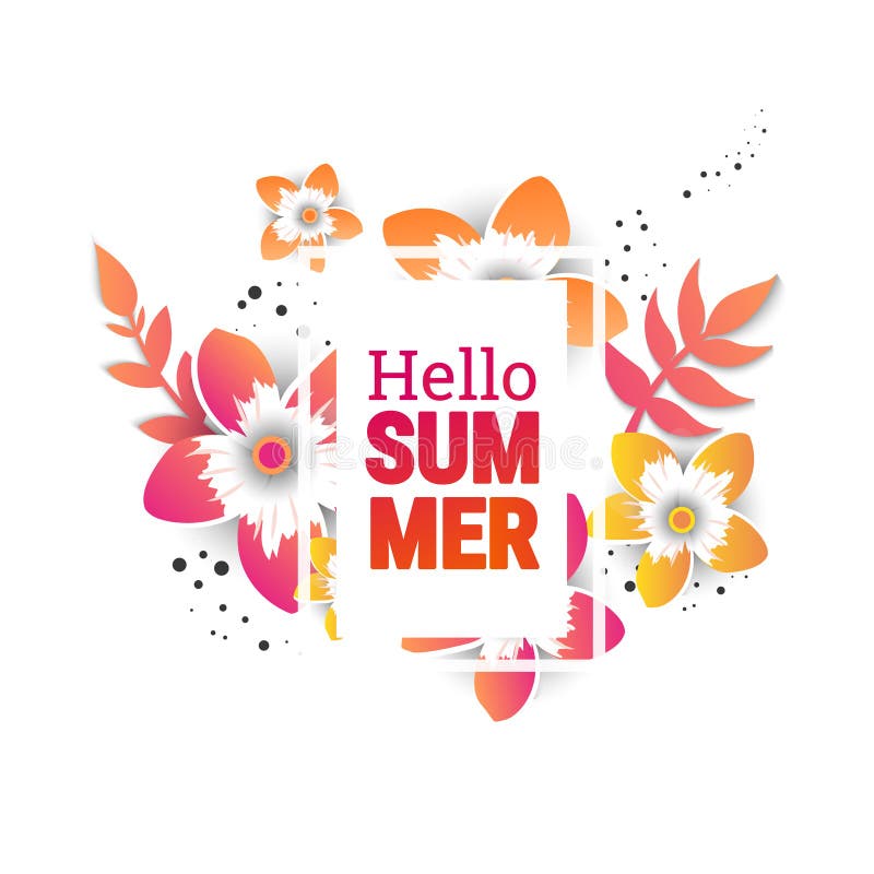 Hello Summer. Hello Summer. a Beautiful Banner with 3d Graphics Colors ...