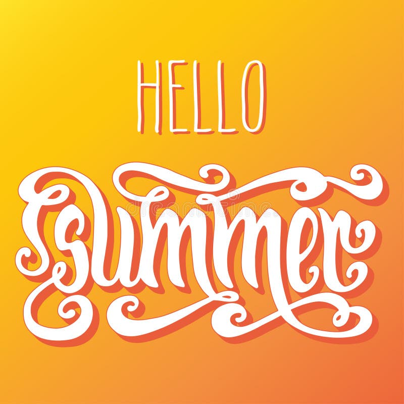 Hello Summer Bright Orange Illustration Stock Vector - Illustration of ...