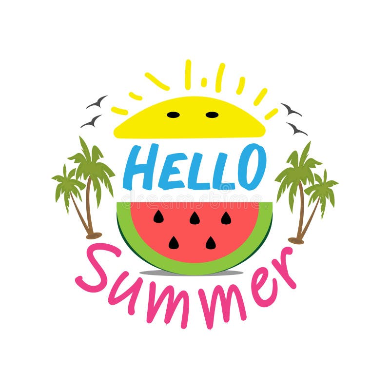 Hello Summer Campaign and Card Design in the White Background Stock ...