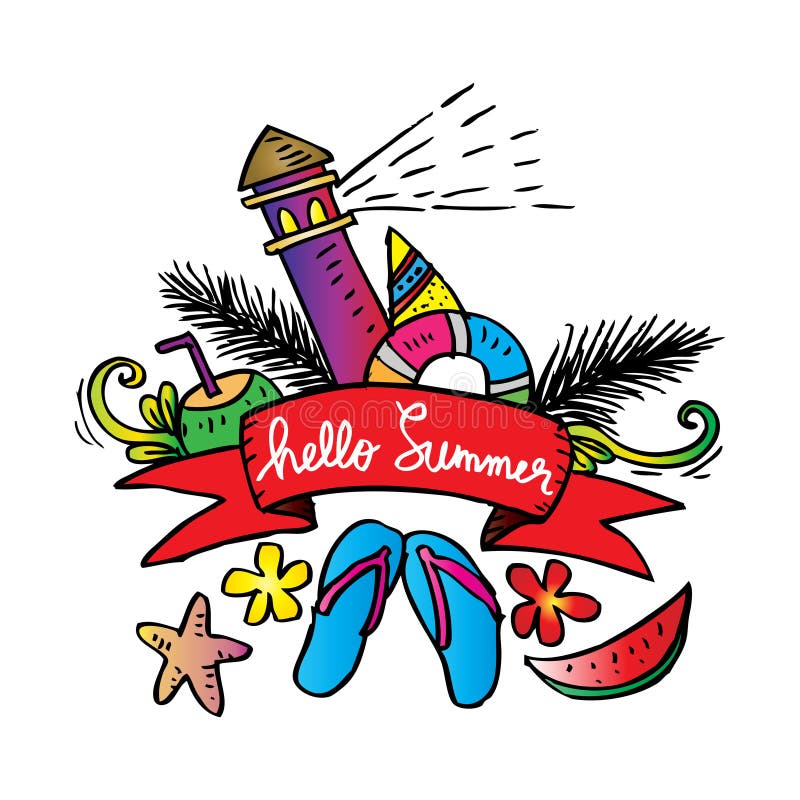 Hello Summer stock illustration. Illustration of drawing - 96545024