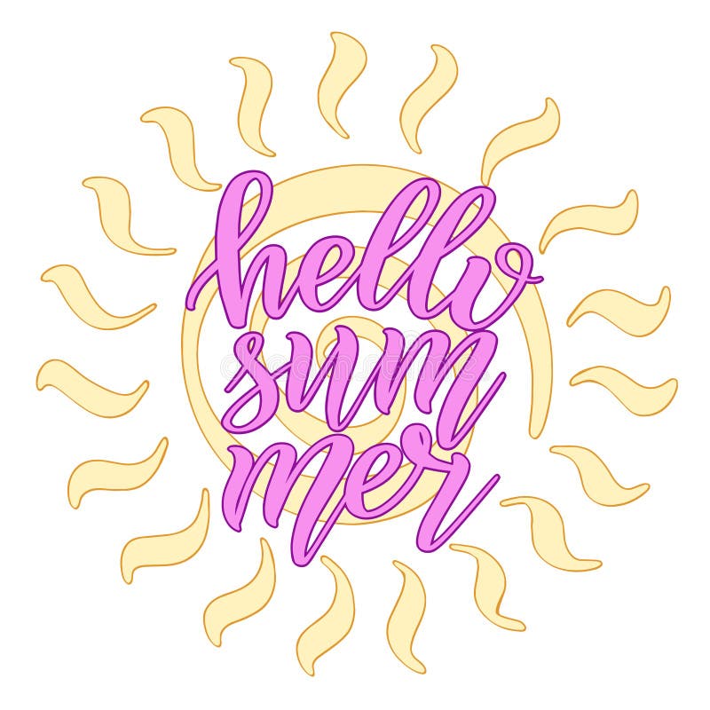 Hello Summer. Black Cursive. Stock Vector - Illustration of cursive ...
