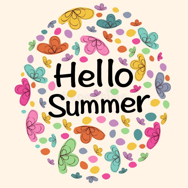 Hello Summer Letters with Abstract Slice of Watermelon Vector ...